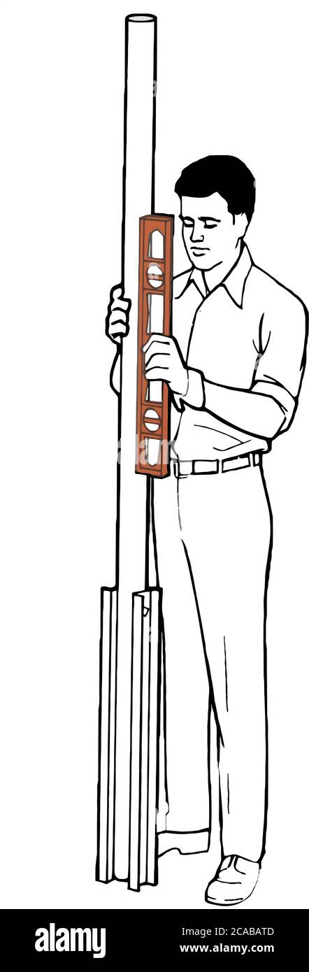 Illustration vertical sketch of a male fixing or repairing something in ...