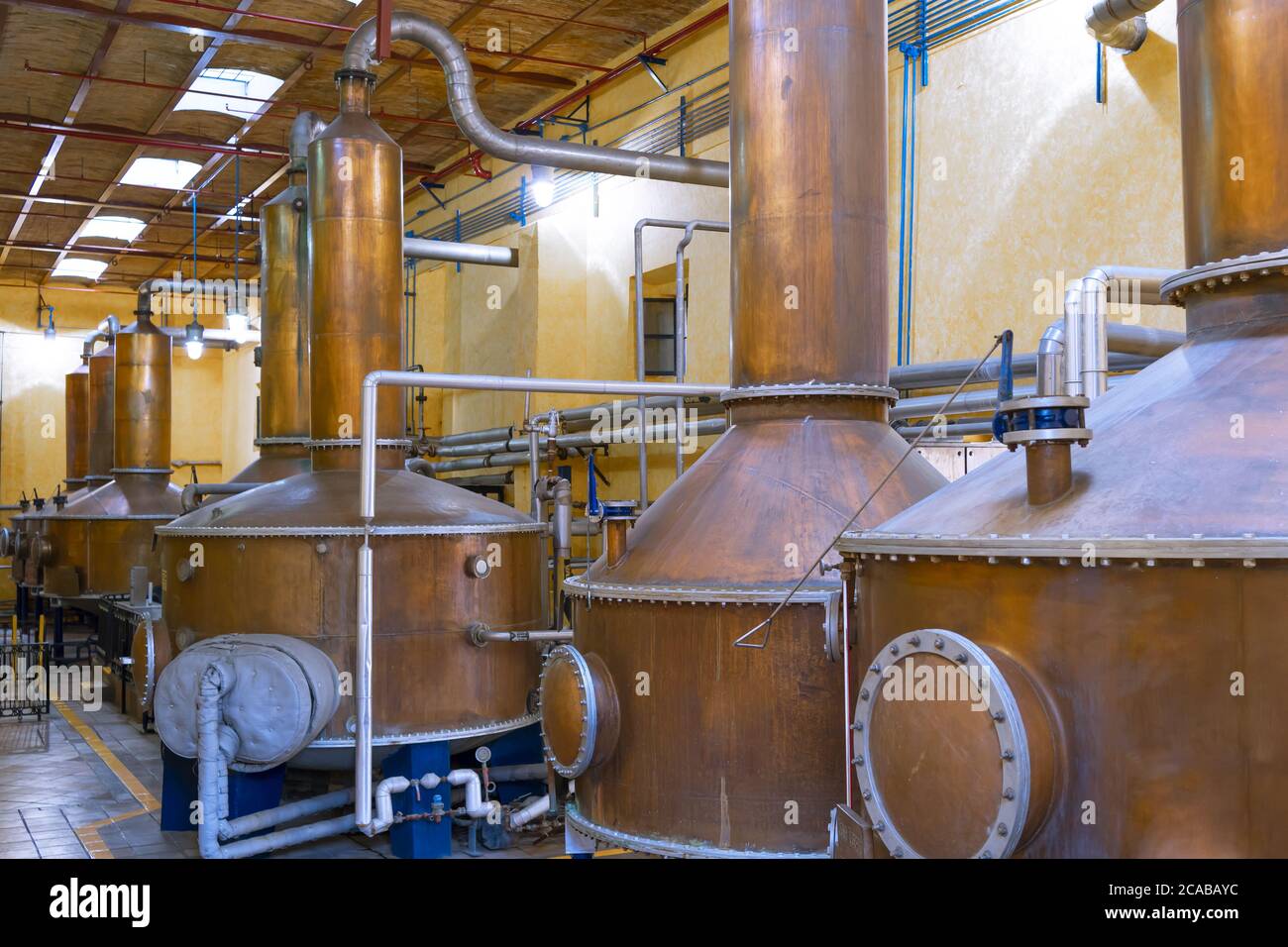 Old machinery for processing agave in a tequila making factory Stock ...