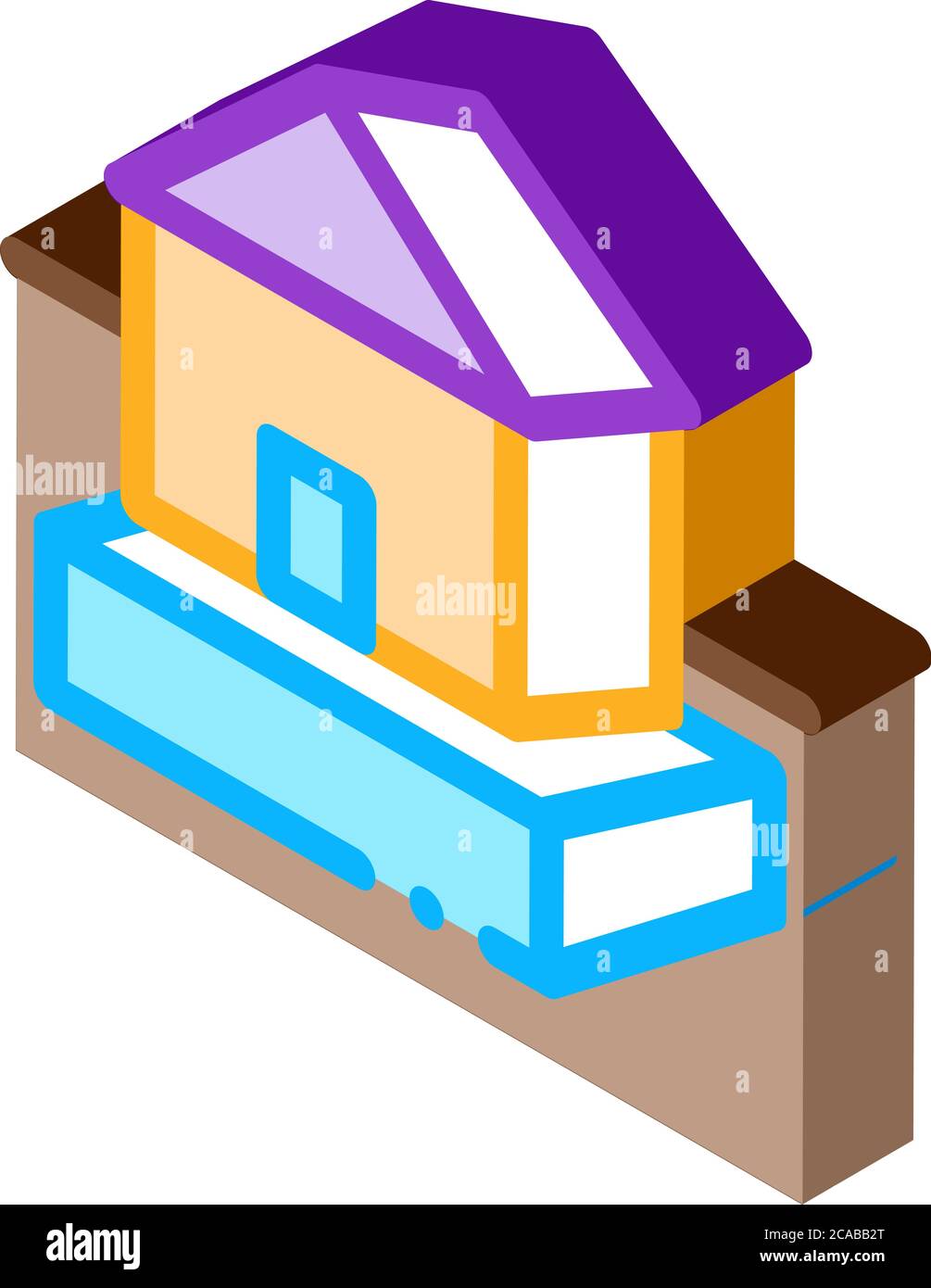 house on foundation isometric icon vector illustration Stock Vector ...