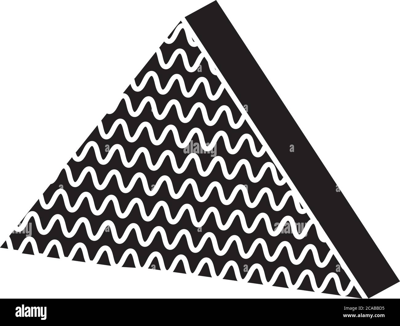 geometric shapes concept, triangle with wavy lines icon over white ...