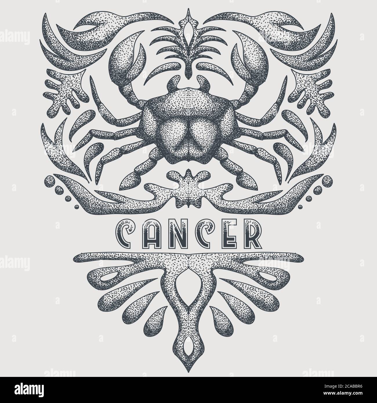 vintage cancer zodiac vector illustration for your company or brand ...