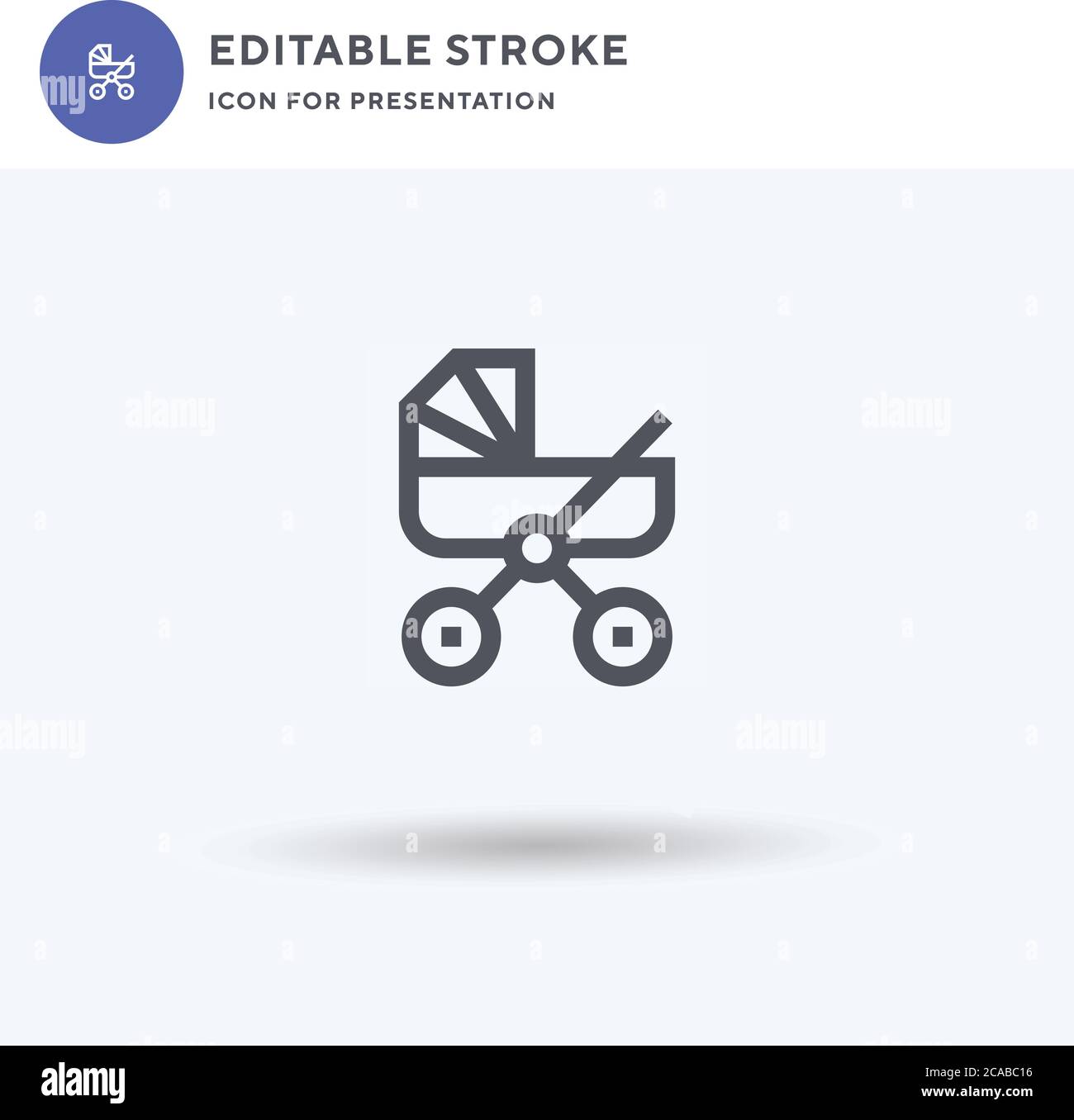 Stroller icon vector, filled flat sign, solid pictogram isolated on white, logo illustration ...