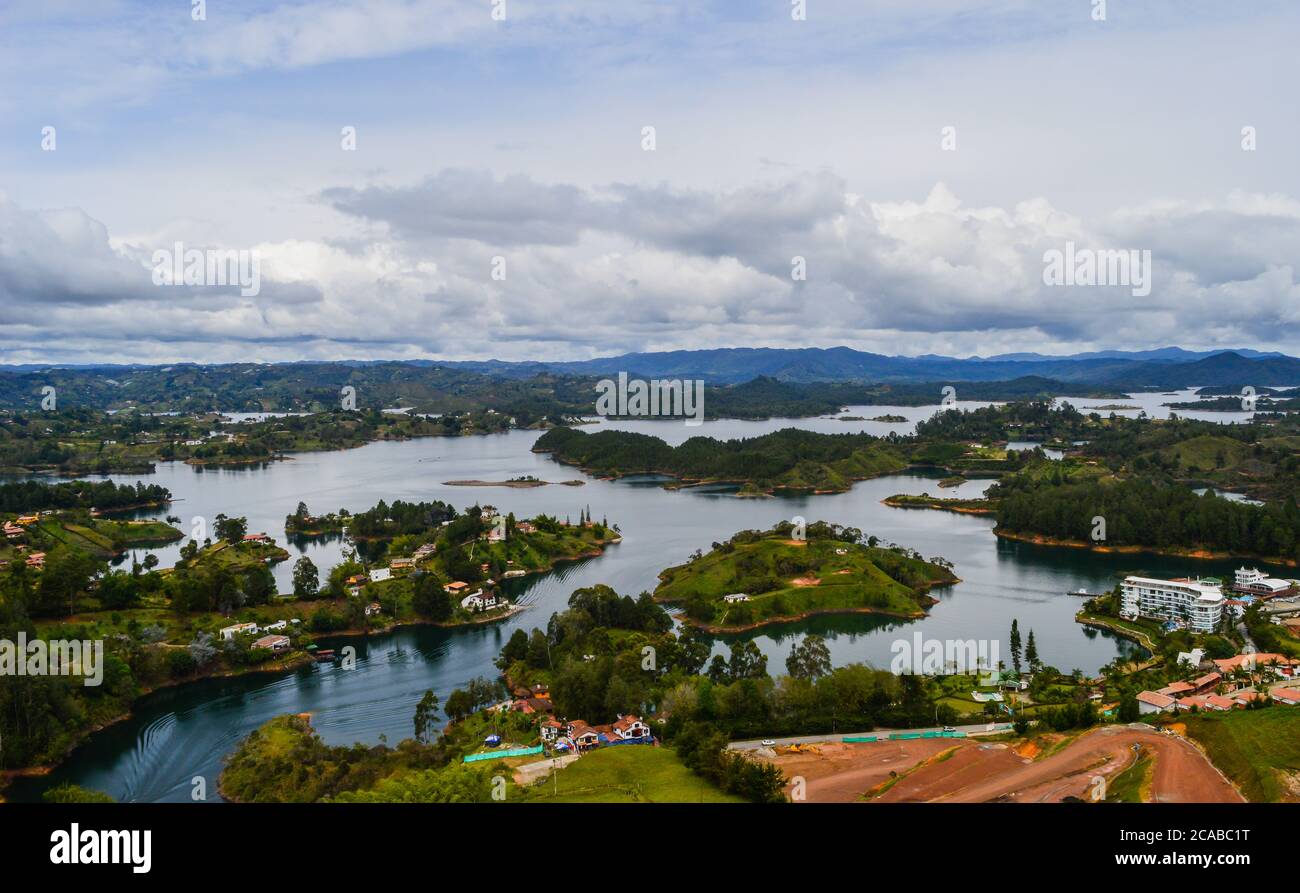 Aerial shot of a beautiful coastline under the sunlight in Columbia ...