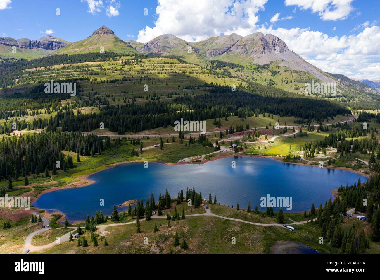 Aerial view of Molas Lake, in the San Juan Mountains of Colorado Stock ...