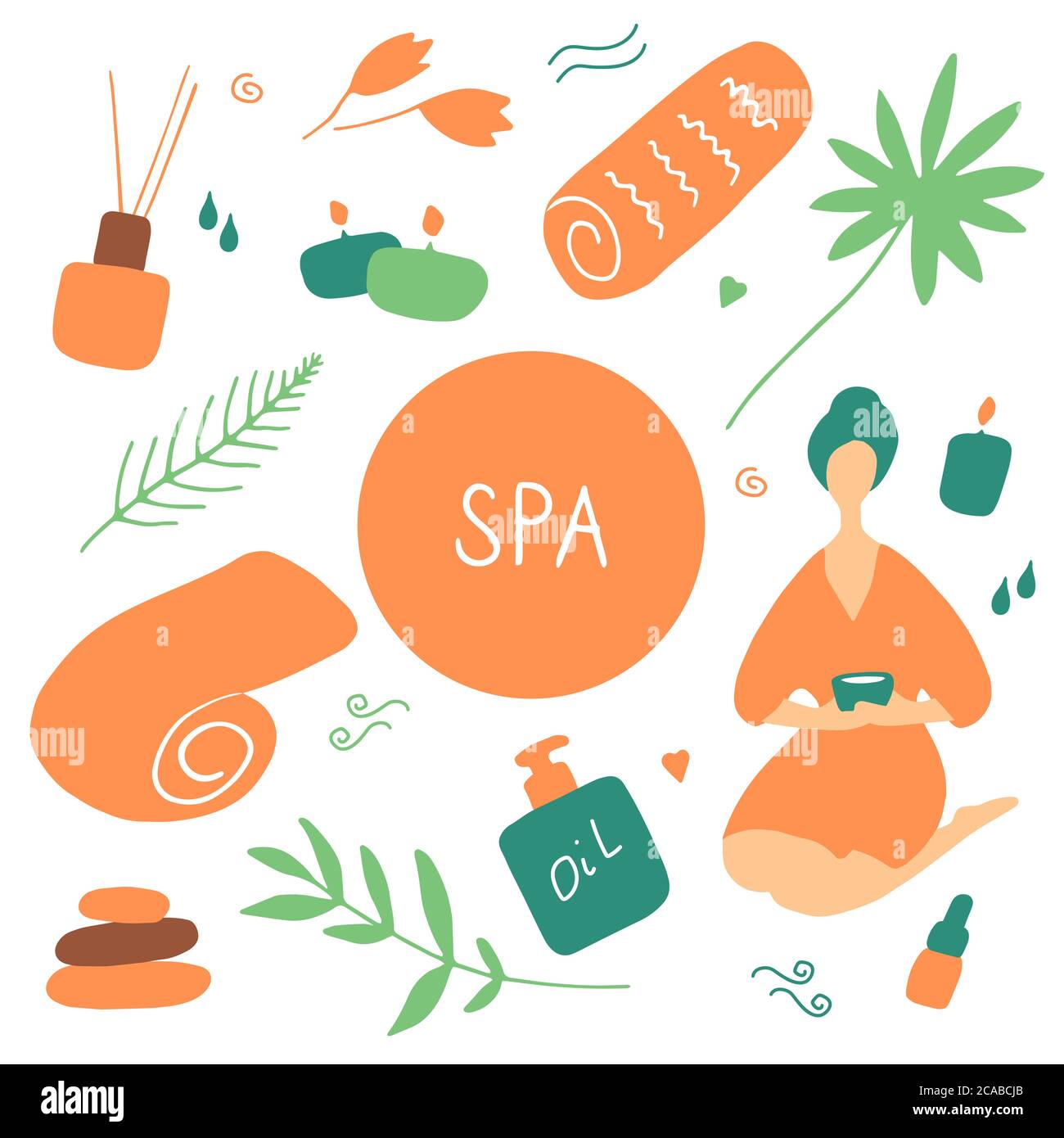 SPA salon icons. Beauty concept. Skin care signs. Hand drawn flat ...