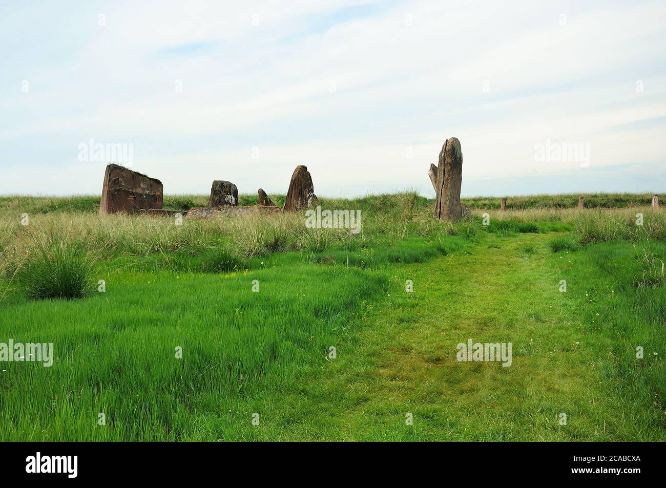Ancient megaliths standing in the endless steppe, surrounded by ...