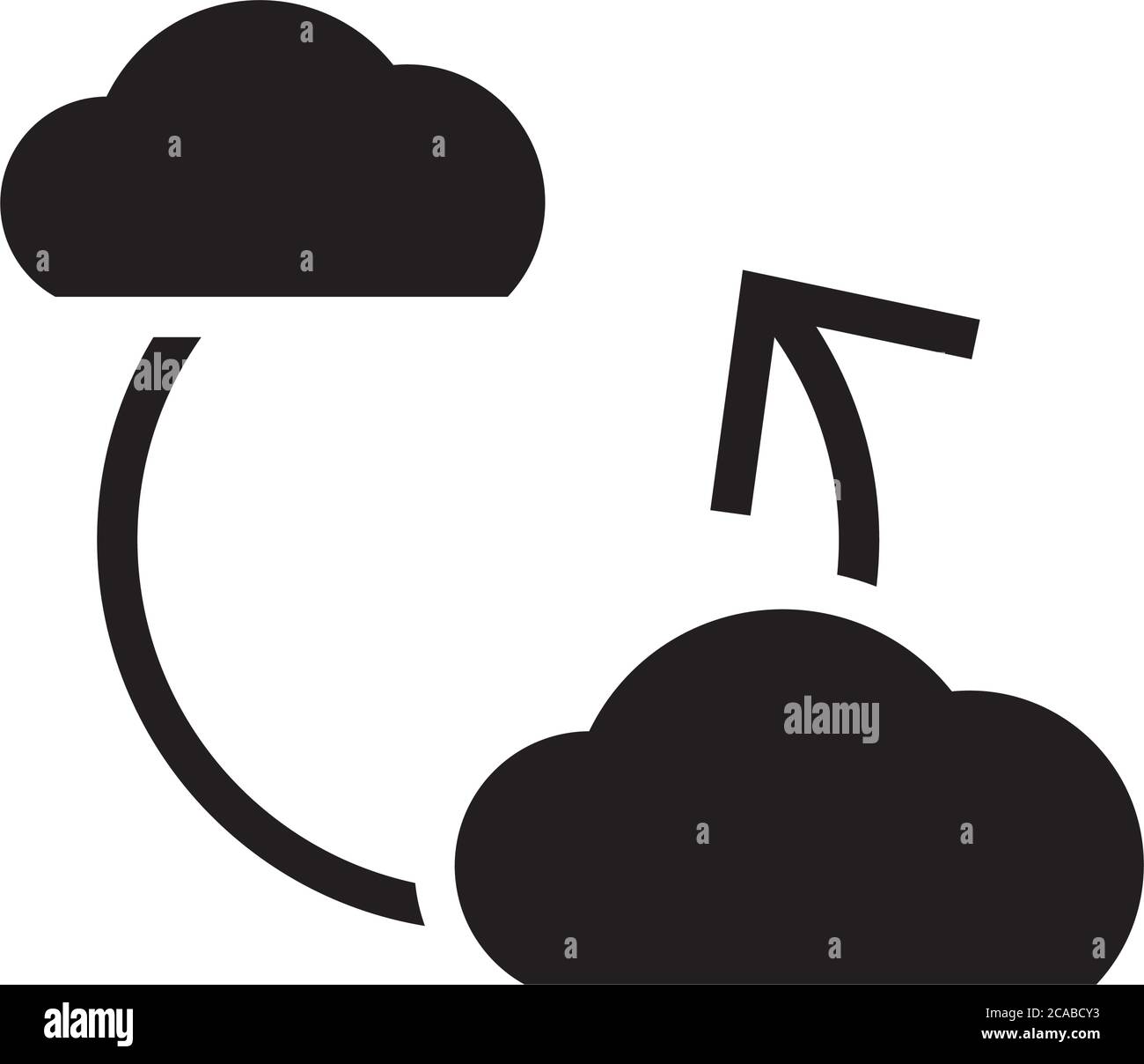 cyber security concept, storage clouds and sync arrow over white ...