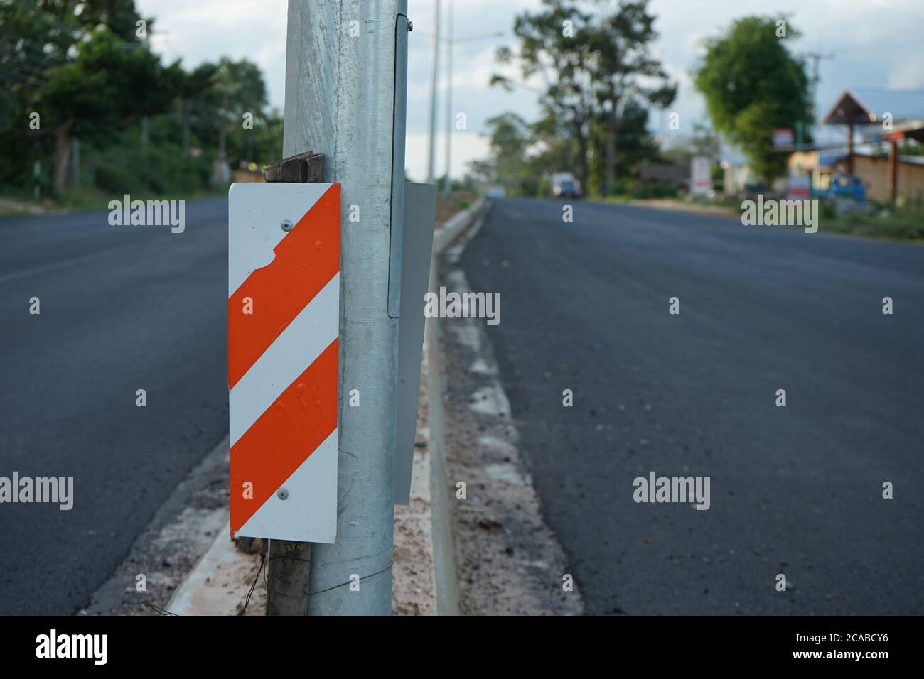 Dangerous labels help to see objects obstructing the way ahead Stock ...
