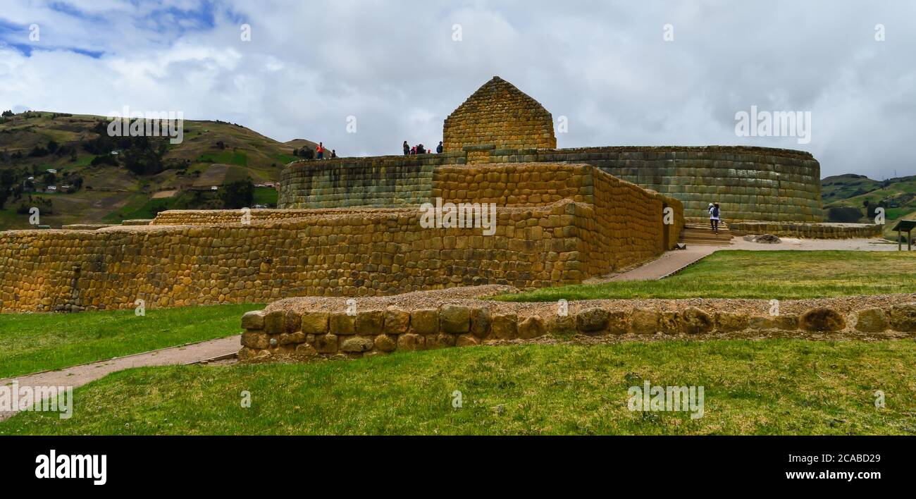 Famous historic Ingapirca ruins under a cloudy sky in Ecuador Stock ...