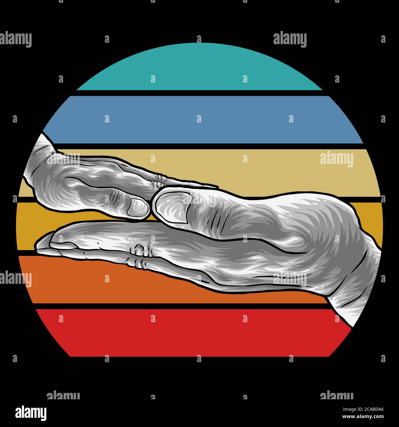 Family Hand retro Vector illustration for your company or brand Stock ...