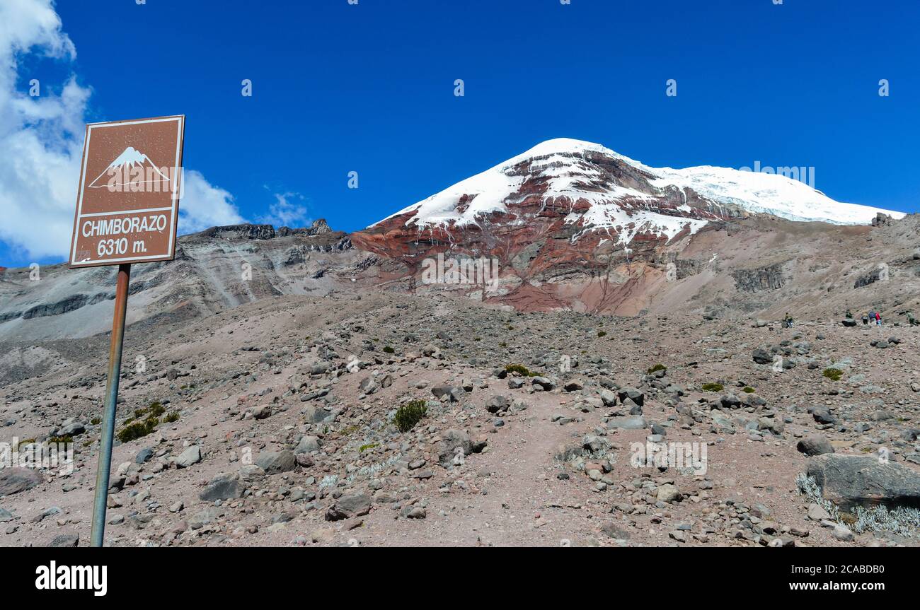 Beautiful scenery of the Chimborazo snowy summit located in Ecuador ...