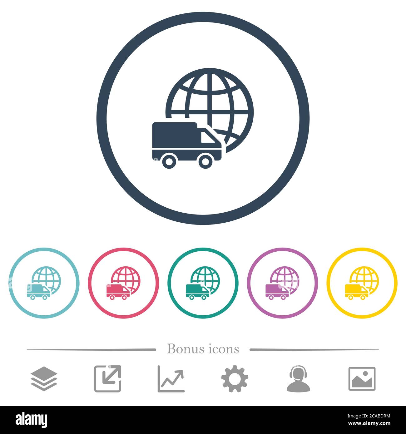 International Transport Flat Color Icons In Round Outlines 6 Bonus Icons Included Stock Vector