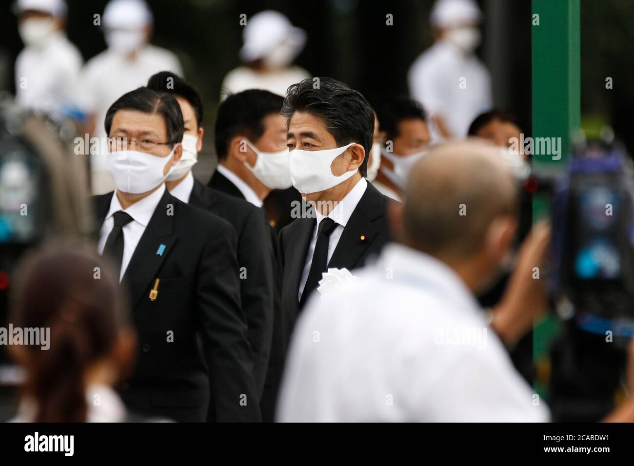 Hiroshima, Japan. 6th Aug, 2020. Japanese Prime Minister Shinzo Abe ...