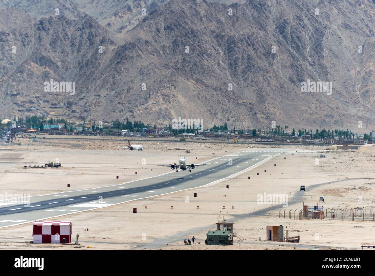 Ladakh, India - Leh airport (Kushok Bakula Rimpochee Airport) view from ...