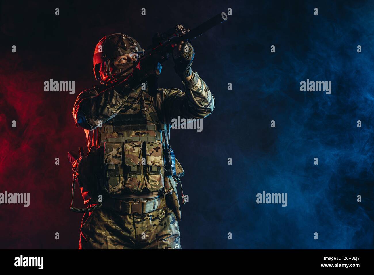 safety and protection concept. young man work as military man ...