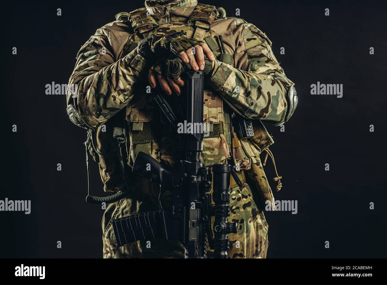 defense and military forces concept. unrecognizable cropped soldier ...