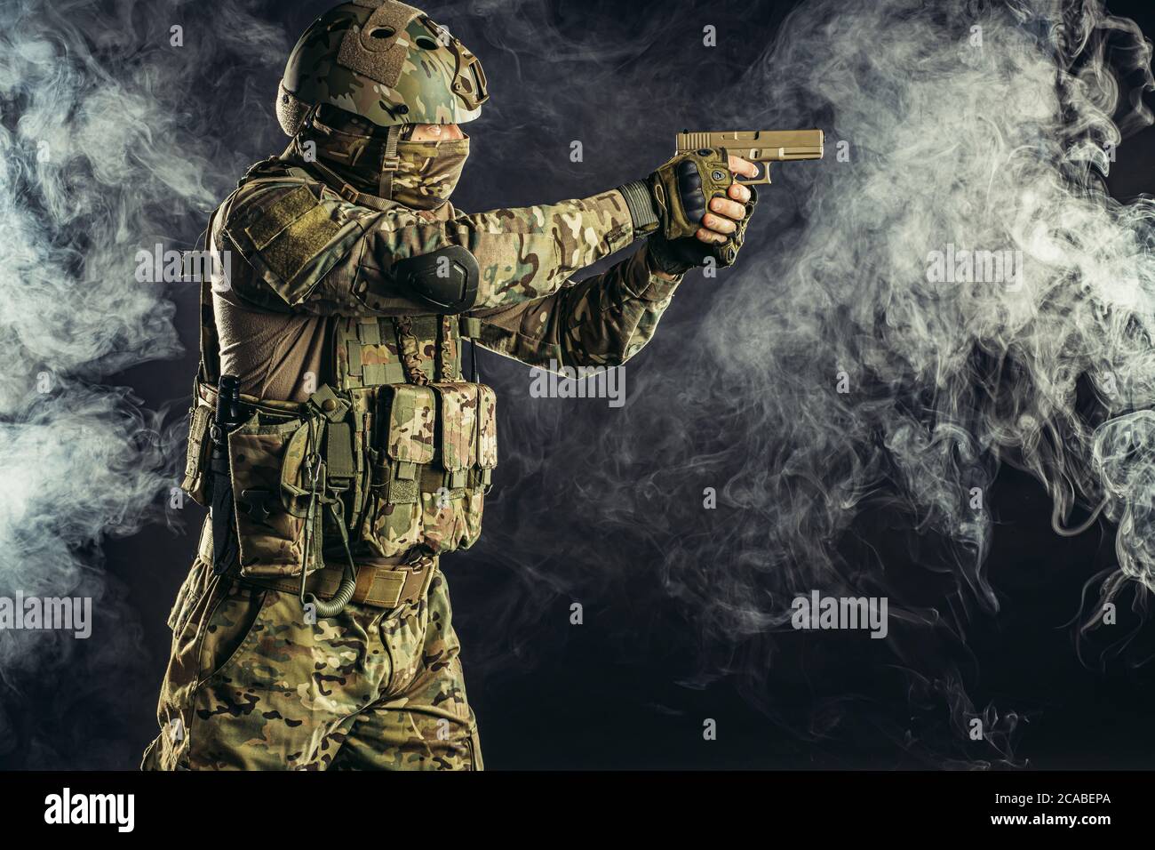 security, soldiers, military forces, defense concept. young russian ...