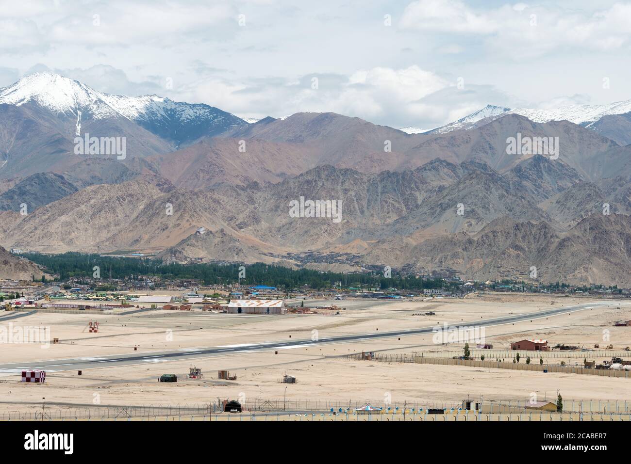Ladakh, India - Leh airport (Kushok Bakula Rimpochee Airport) view from ...