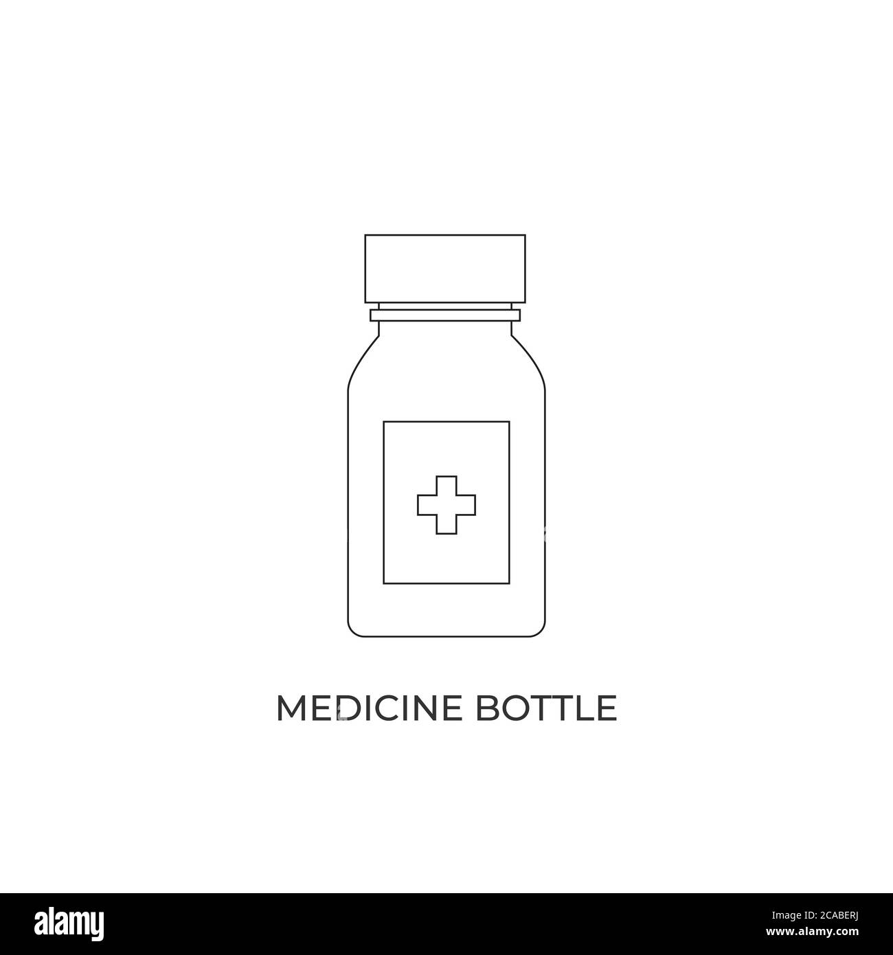 Minimalistic Pill Bottle icon, medicine bottle line icon vector, Drugs ...