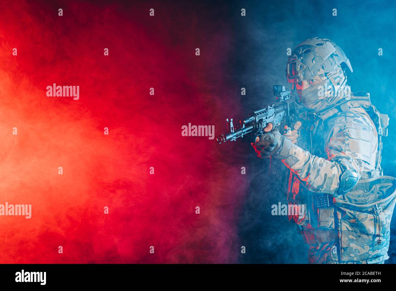 safety and protection concept. young man work as military man ...