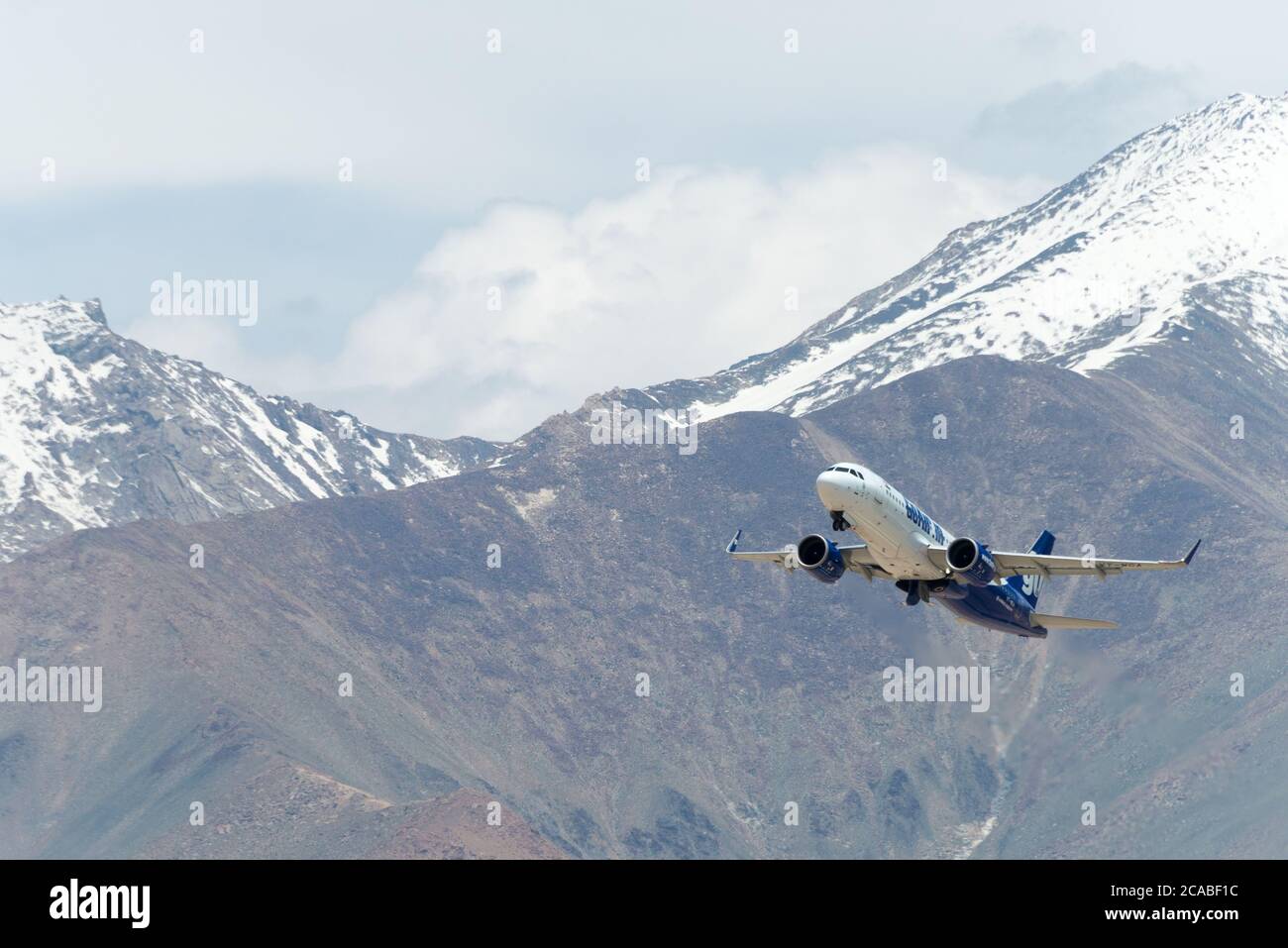 GoAir Airbus A320neo flying in the sky from Leh airport (Kushok Bakula ...