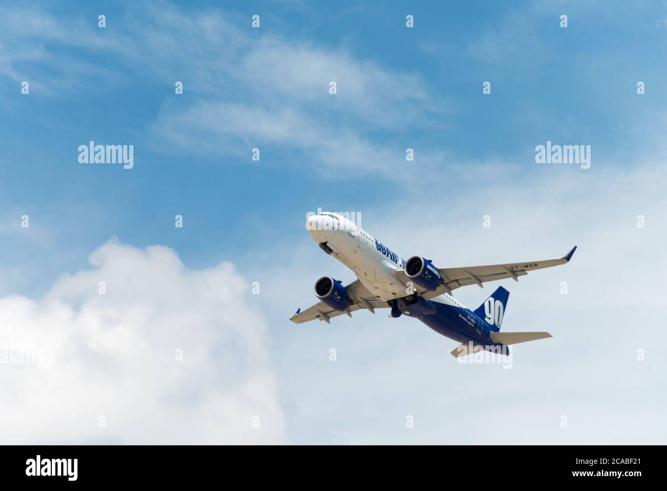 GoAir Airbus A320neo flying in the sky from Leh airport (Kushok Bakula ...