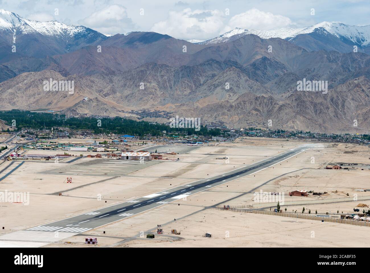 Ladakh, India - Leh airport (Kushok Bakula Rimpochee Airport) view from ...
