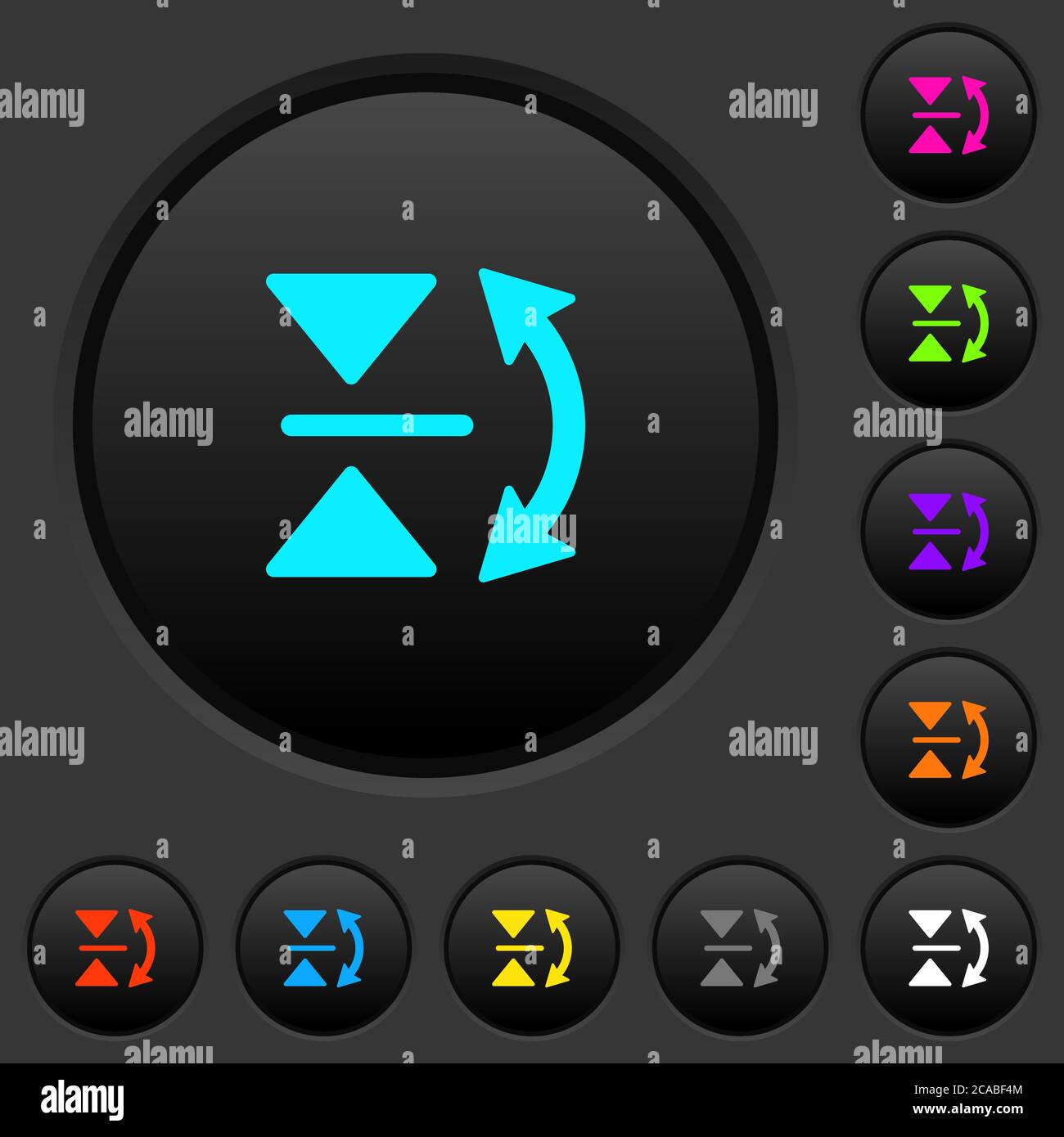 Vertical flip dark push buttons with vivid color icons on dark grey background Stock Vector ...