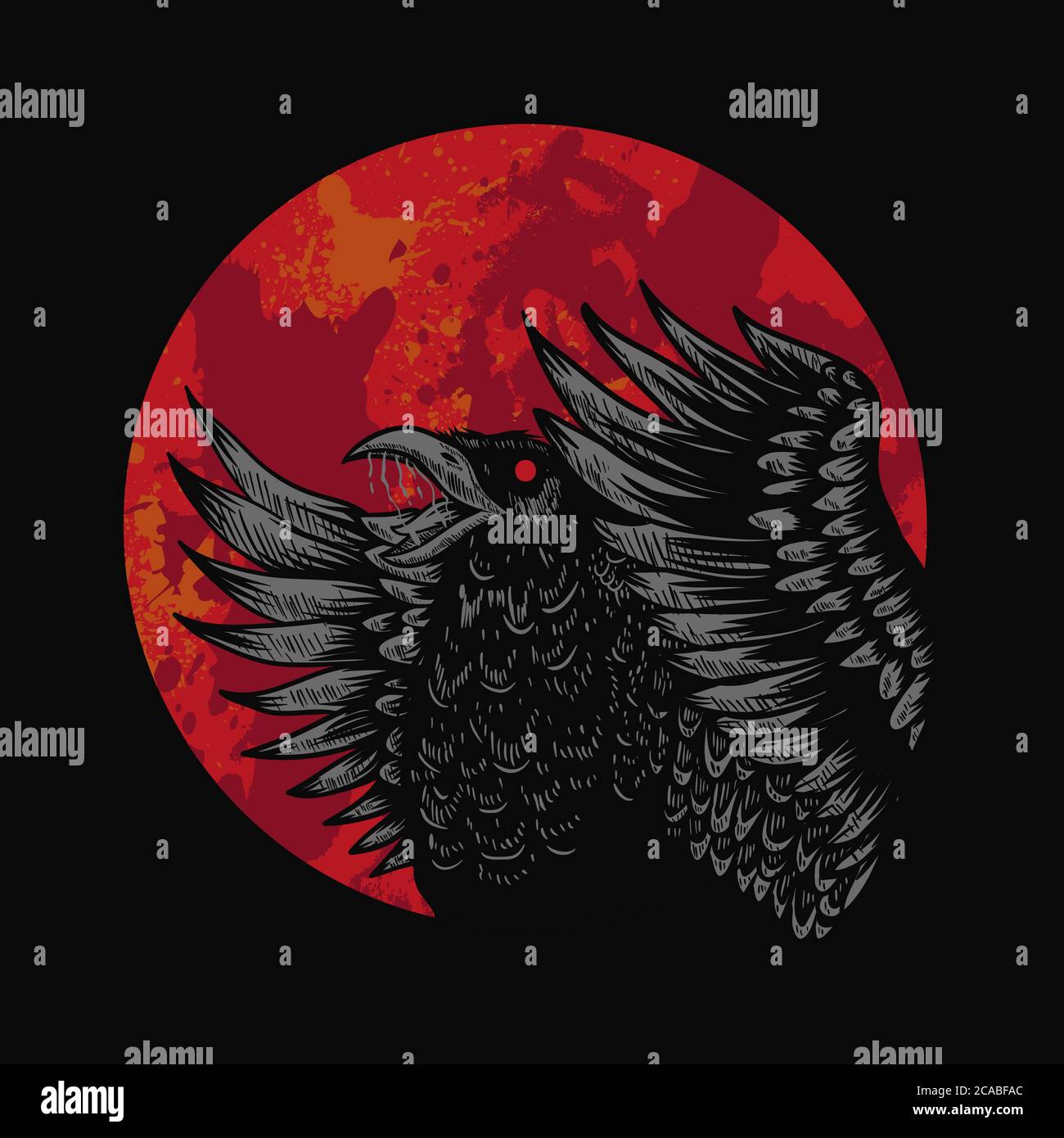Crow Red Moon Vector illustration for your company or brand Stock ...