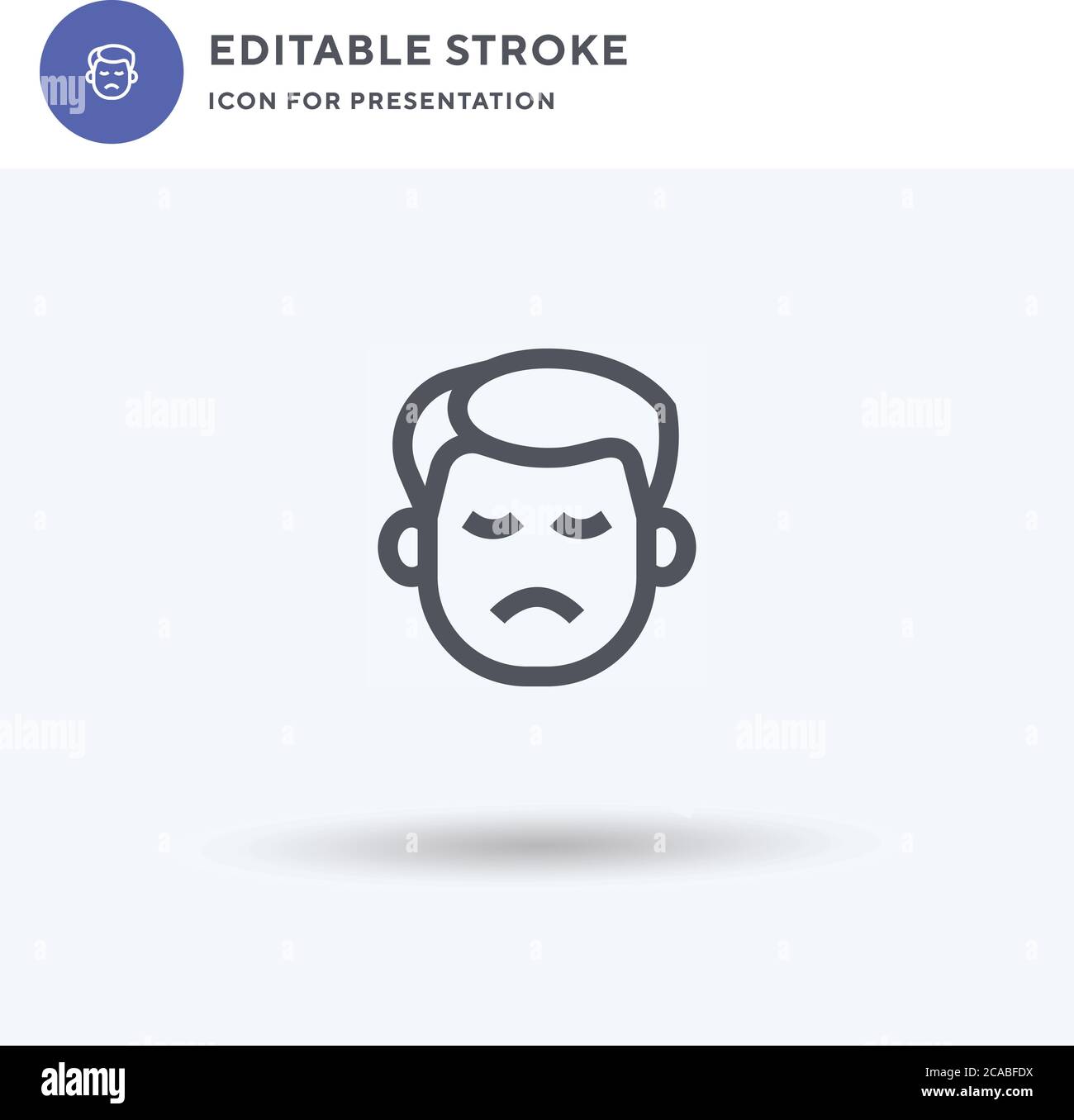 Sad icon vector, filled flat sign, solid pictogram isolated on white ...