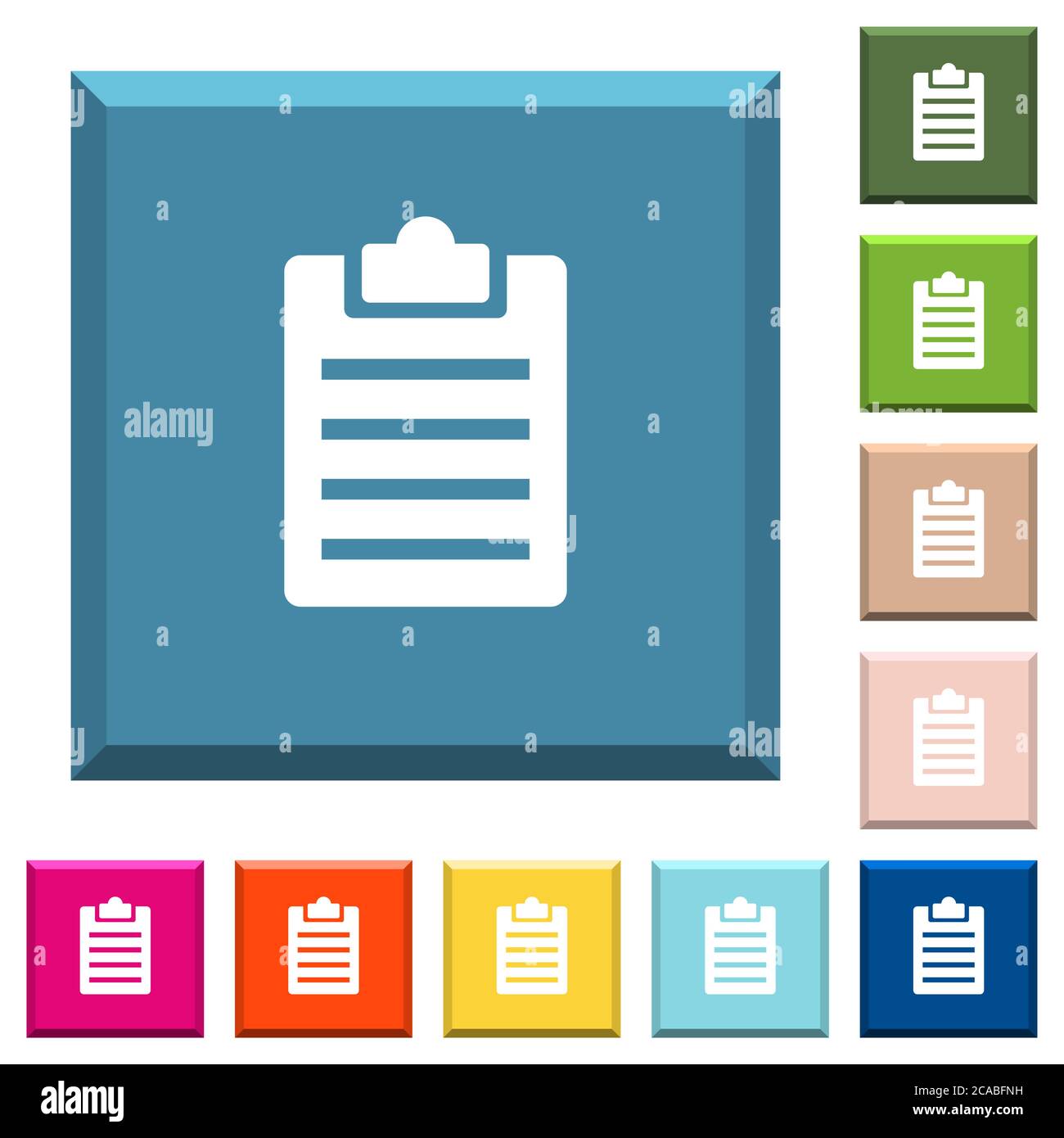 Notes white icons on edged square buttons in various trendy colors ...