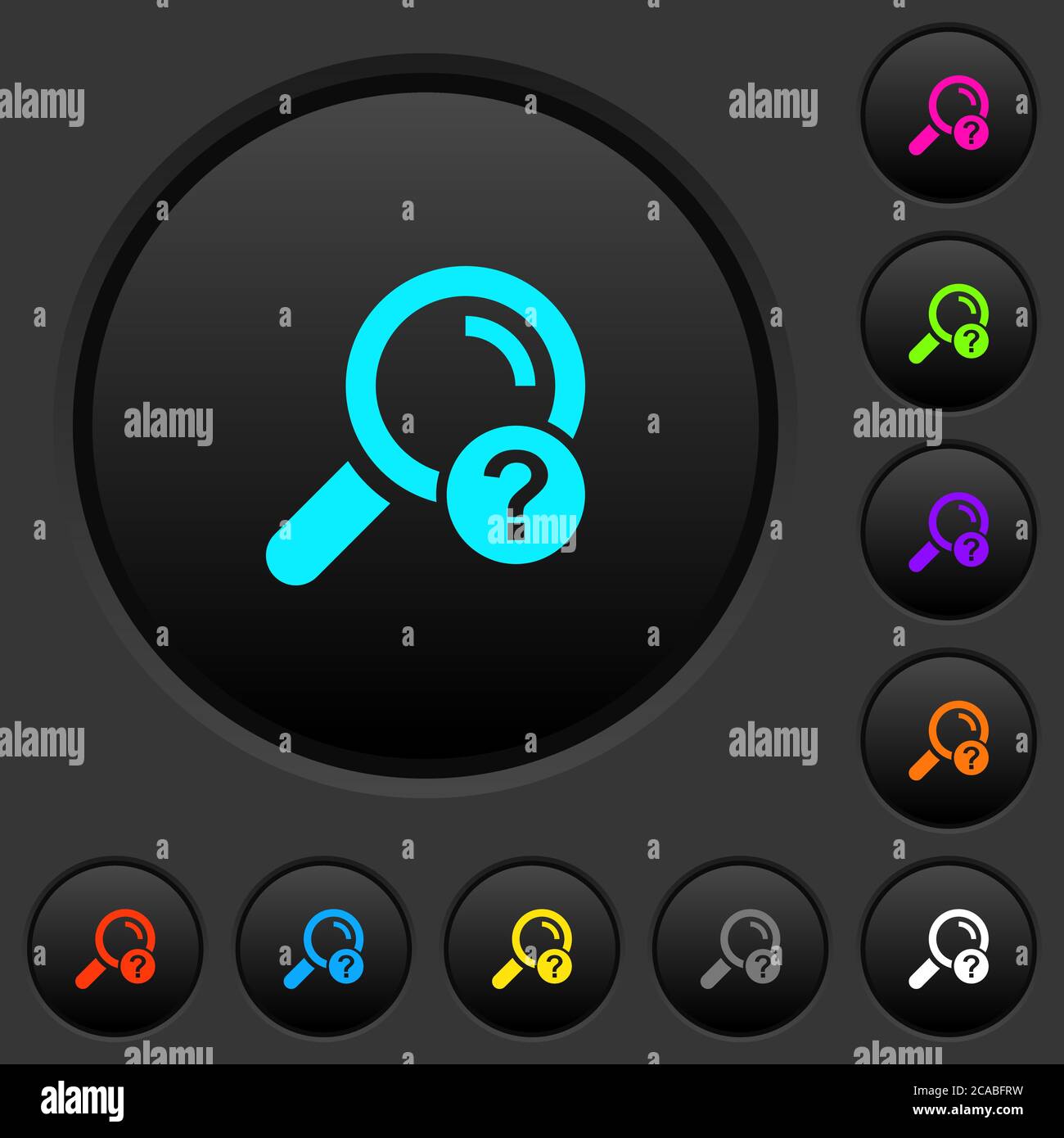 Unknown search dark push buttons with vivid color icons on dark grey ...