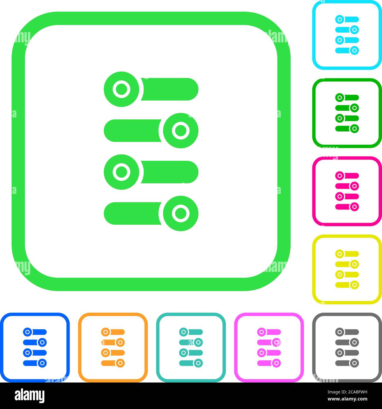 Fine tune vivid colored flat icons in curved borders on white ...