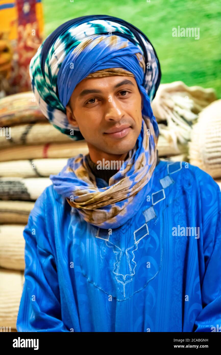 Berber Blue Eyes Berber Man In Night Light Wearing Blue Turban With