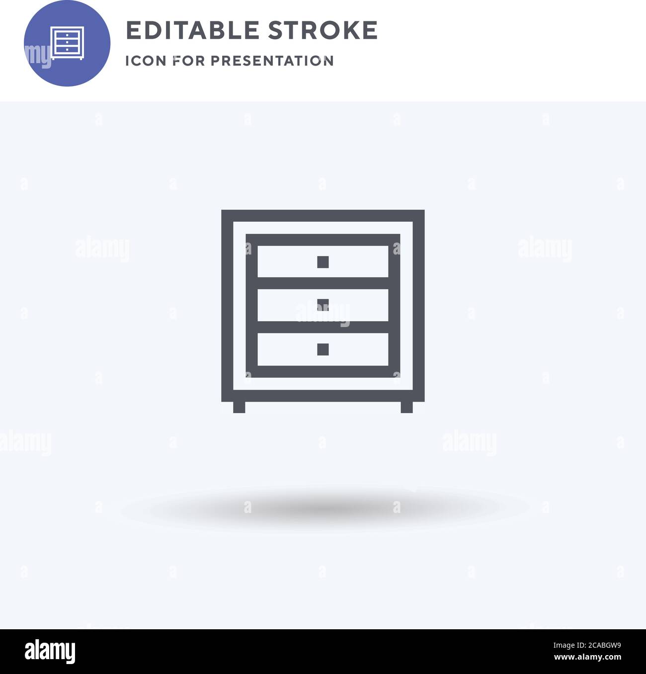 Drawer icon vector, filled flat sign, solid pictogram isolated on white ...