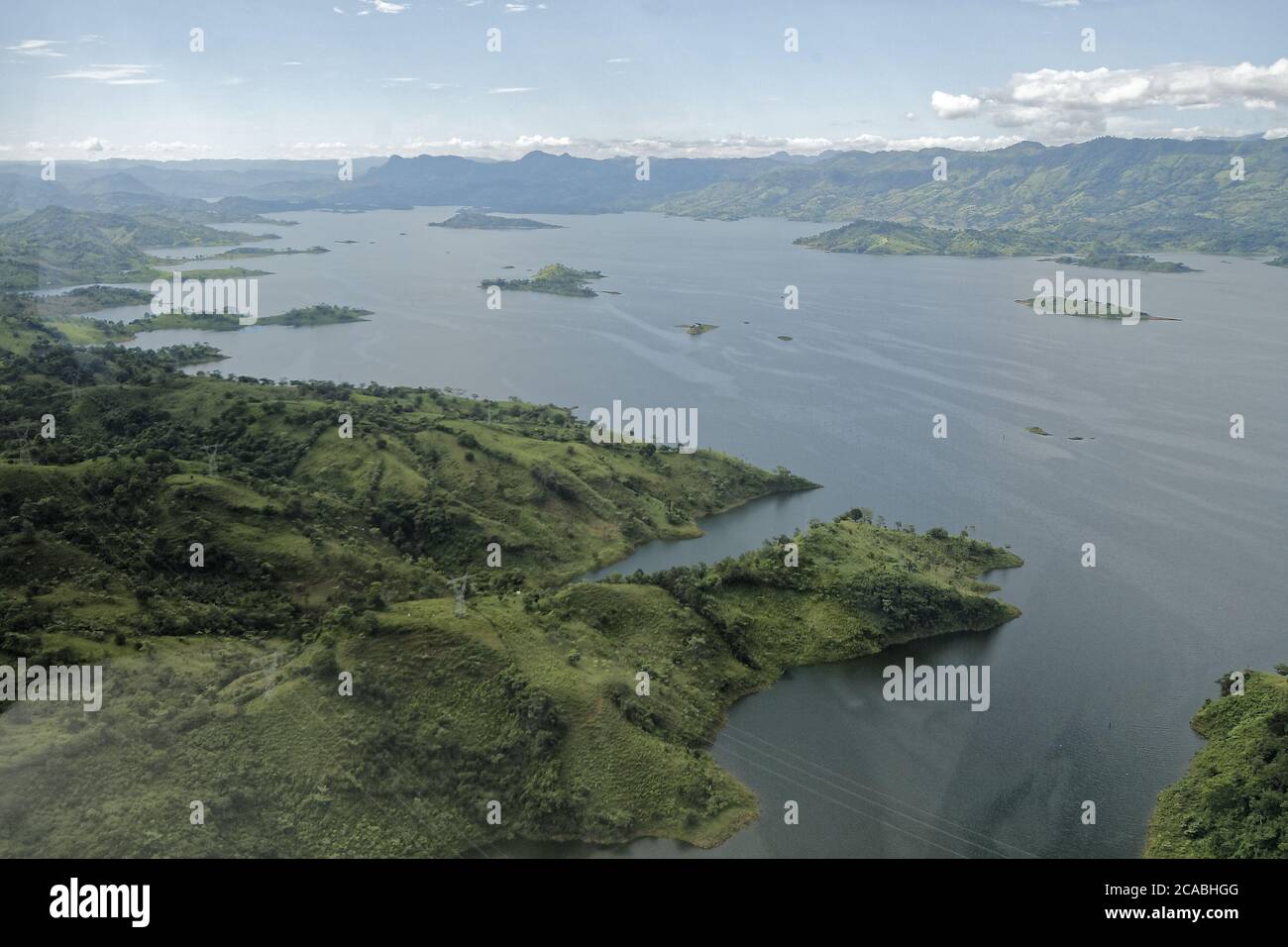 Aerial landscape shot of the Lacandon Jungles surrounded by lakes in ...