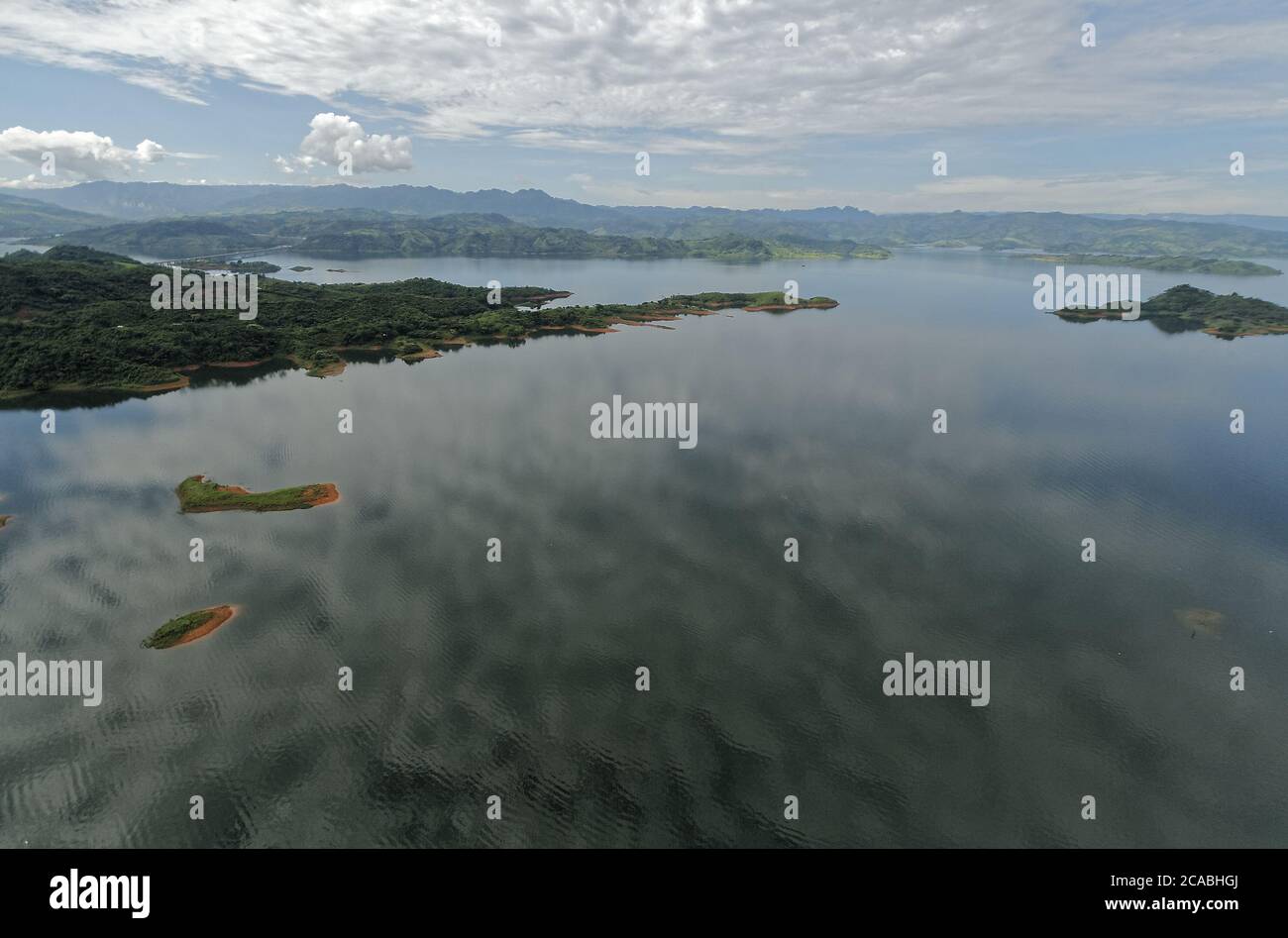 Aerial landscape shot of the Lacandon Jungles surrounded by lakes in ...