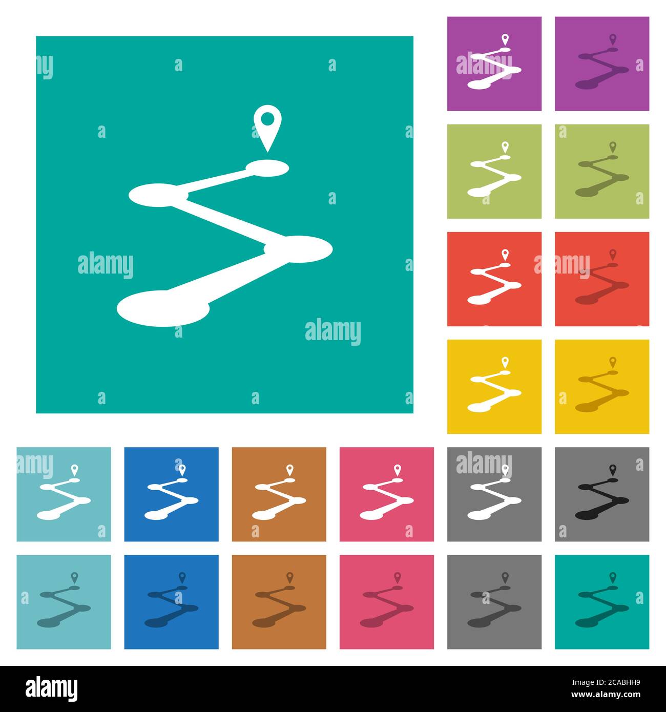 Roadmap multi colored flat icons on plain square backgrounds. Included ...