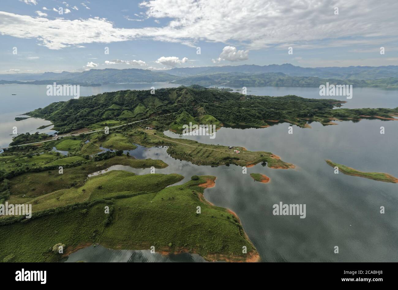 Aerial landscape shot of the Lacandon Jungles surrounded by lakes in ...