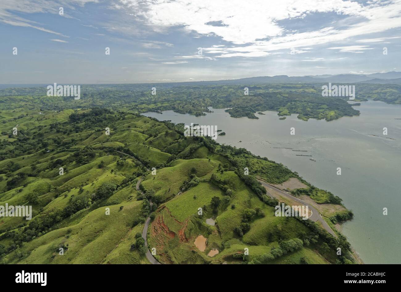 Aerial landscape shot of the Lacandon Jungles surrounded by lakes in ...