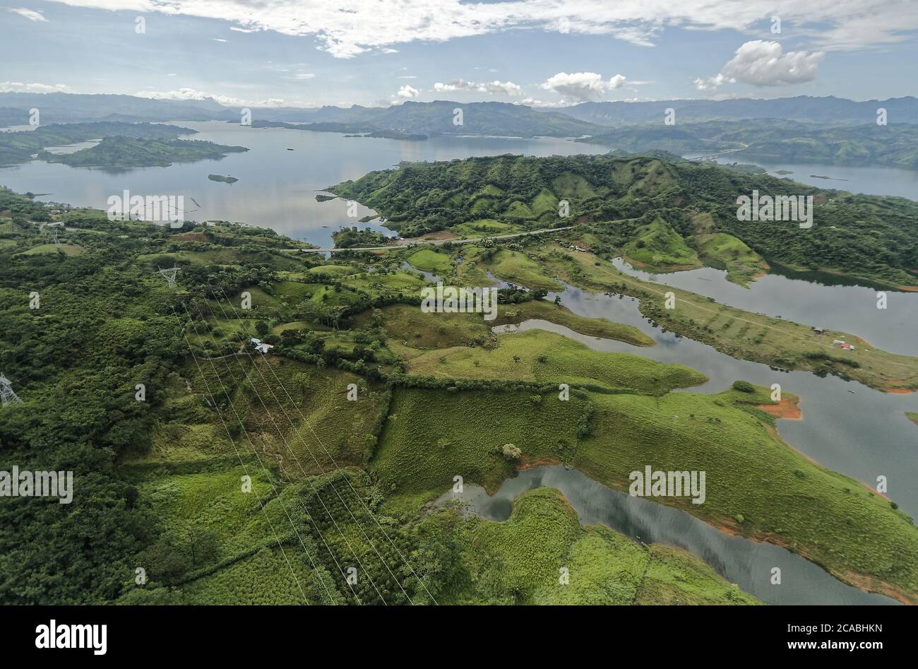 Aerial landscape shot of the Lacandon Jungles surrounded by lakes in ...