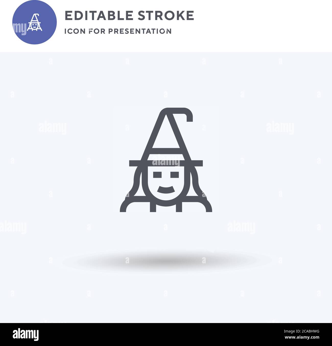 Witch icon vector, filled flat sign, solid pictogram isolated on white ...