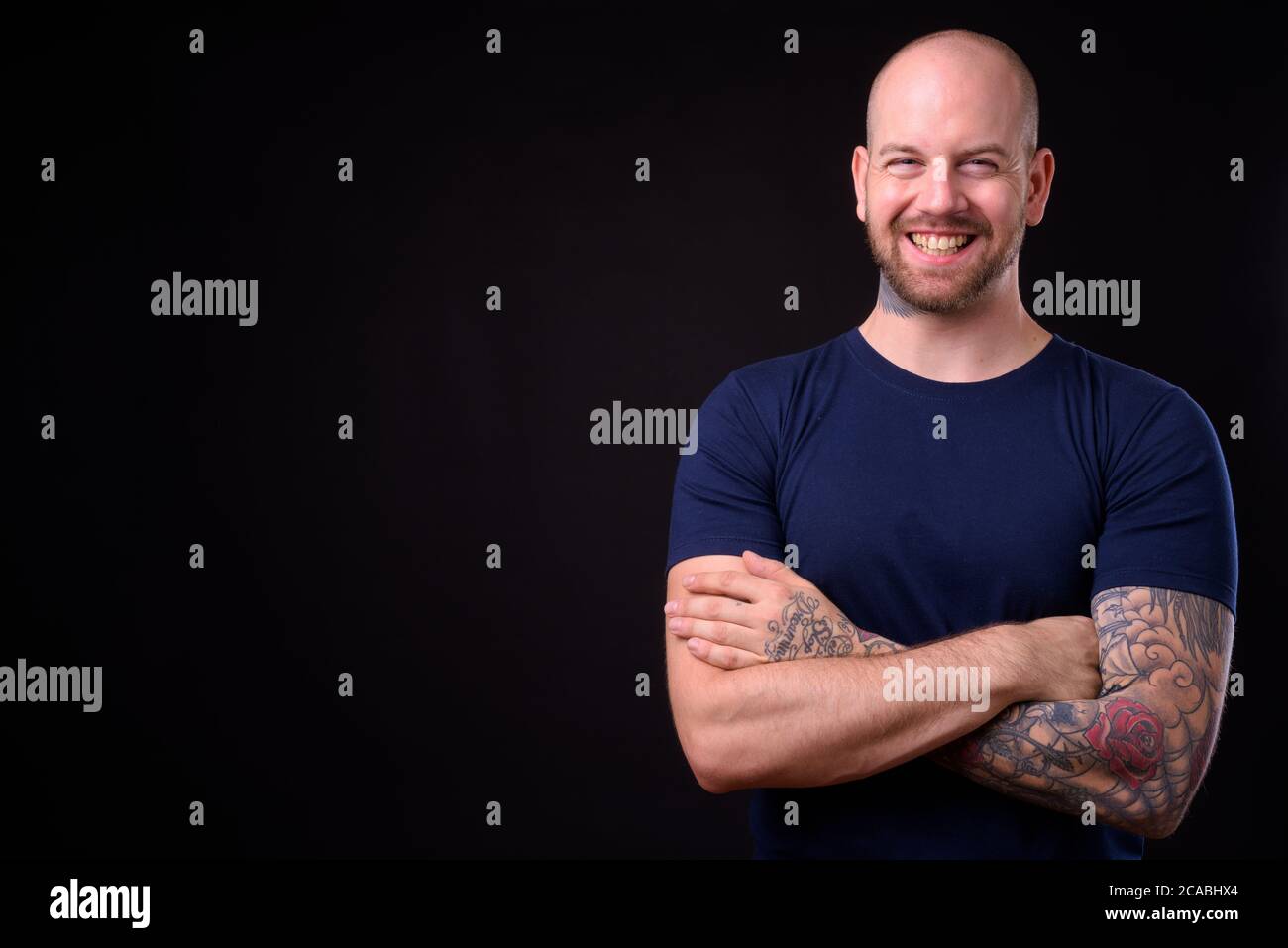 Portrait of happy handsome bald bearded man Stock Photo - Alamy Portrait of happy handsome bald bearded man Stock Photo - Alamy