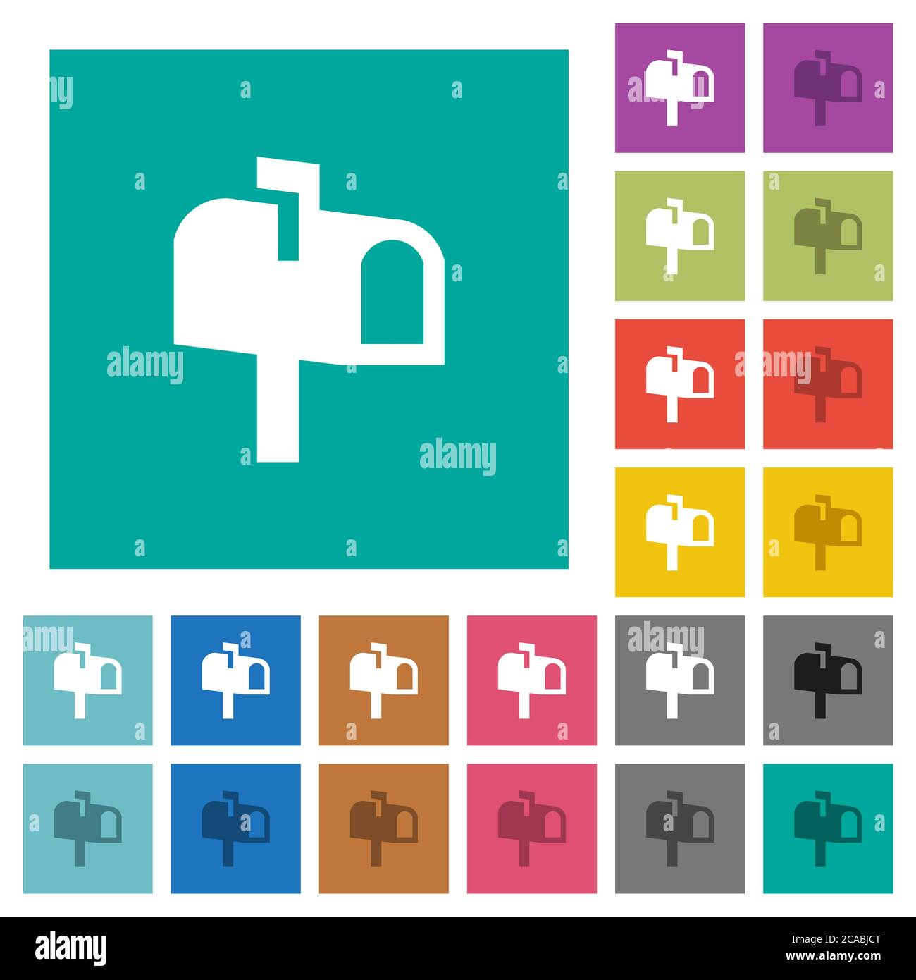 Mailbox multi colored flat icons on plain square backgrounds. Included ...