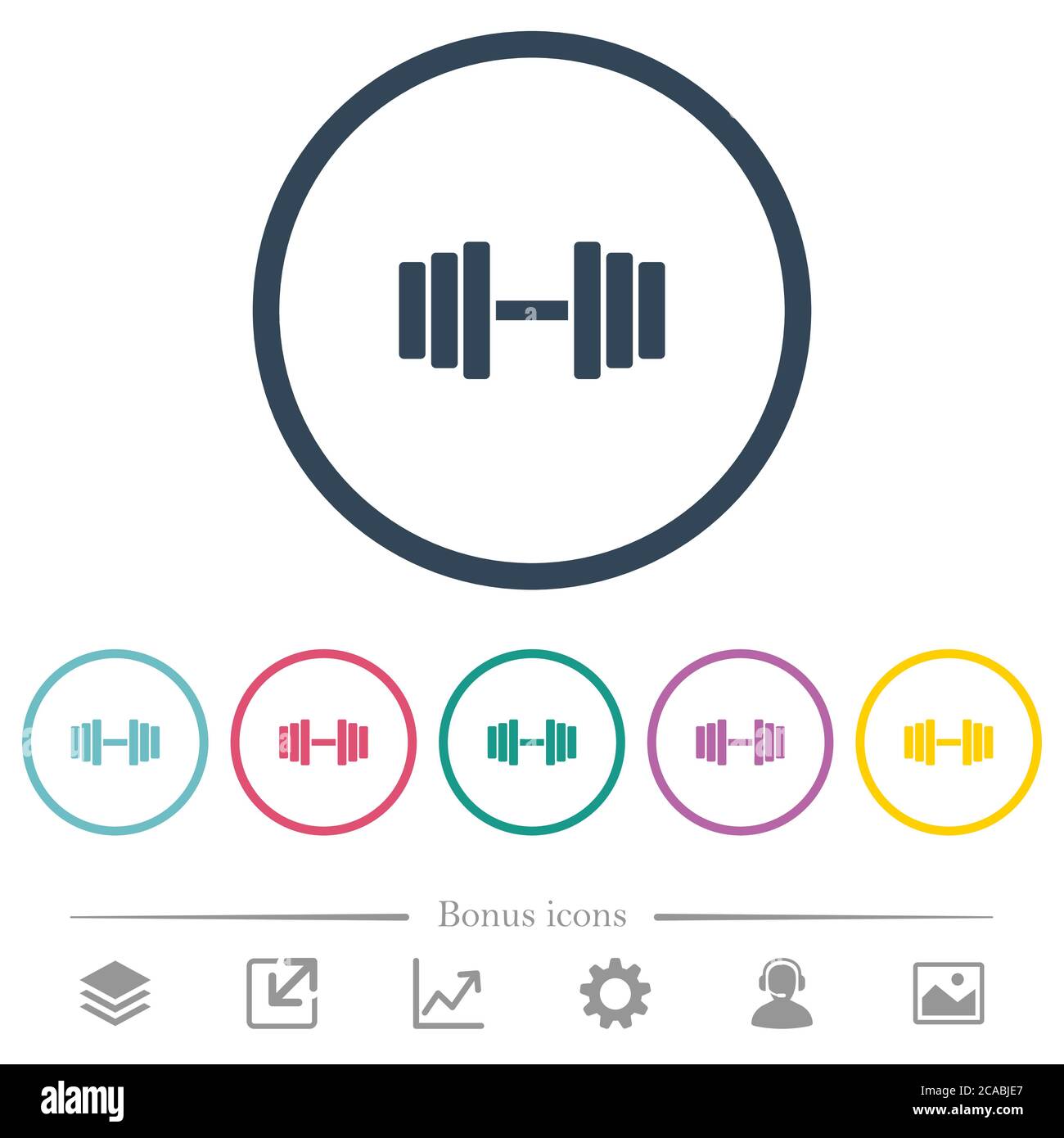 Gym flat color icons in round outlines. 6 bonus icons included Stock ...