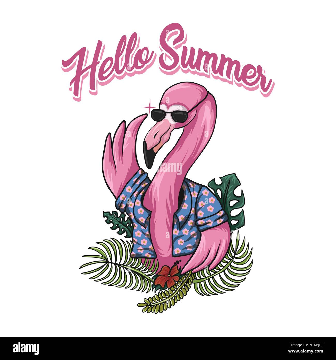 flamingo hello summer vector illustration for your company or brand ...