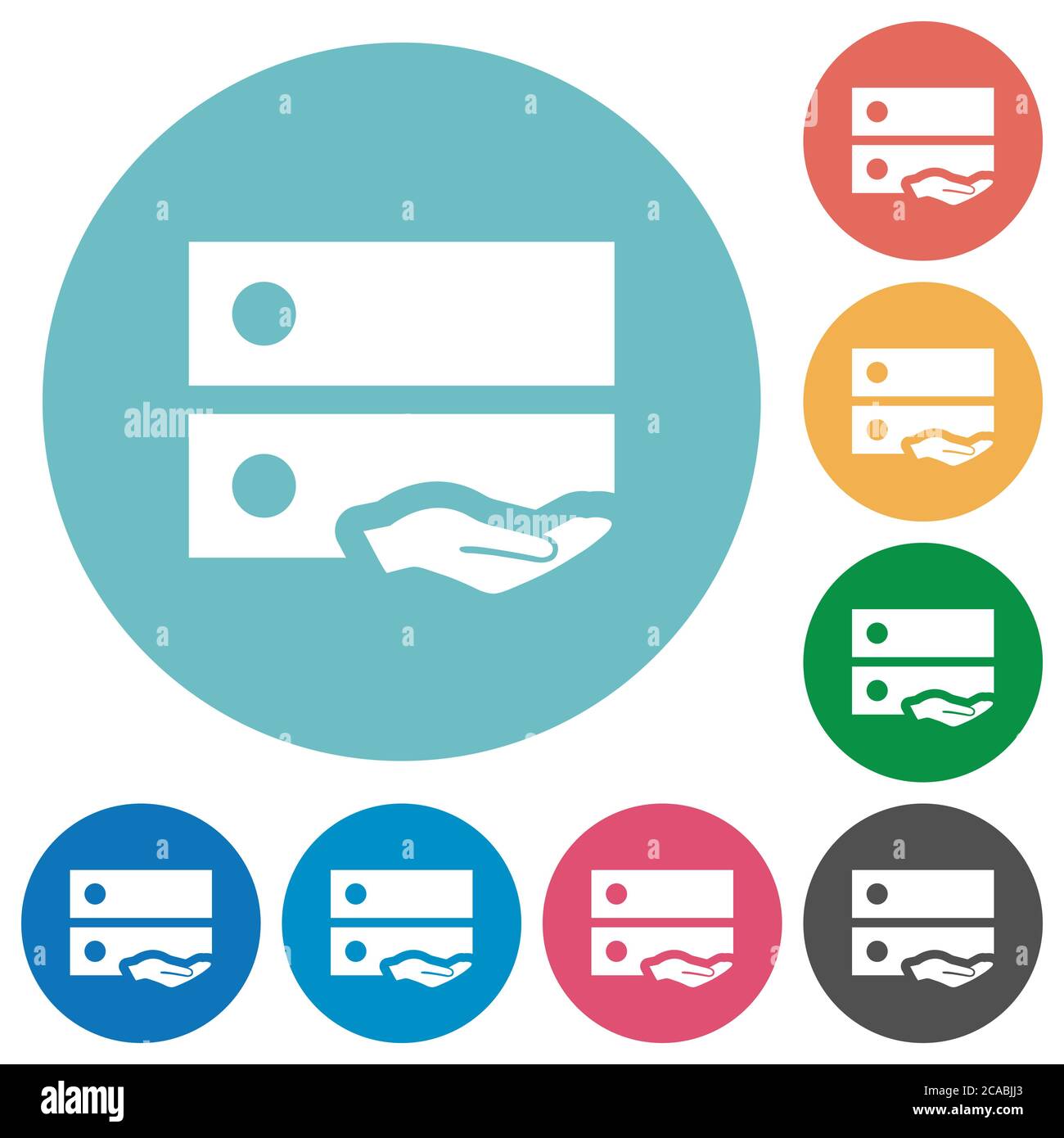 Shared drive flat white icons on round color backgrounds Stock Vector ...