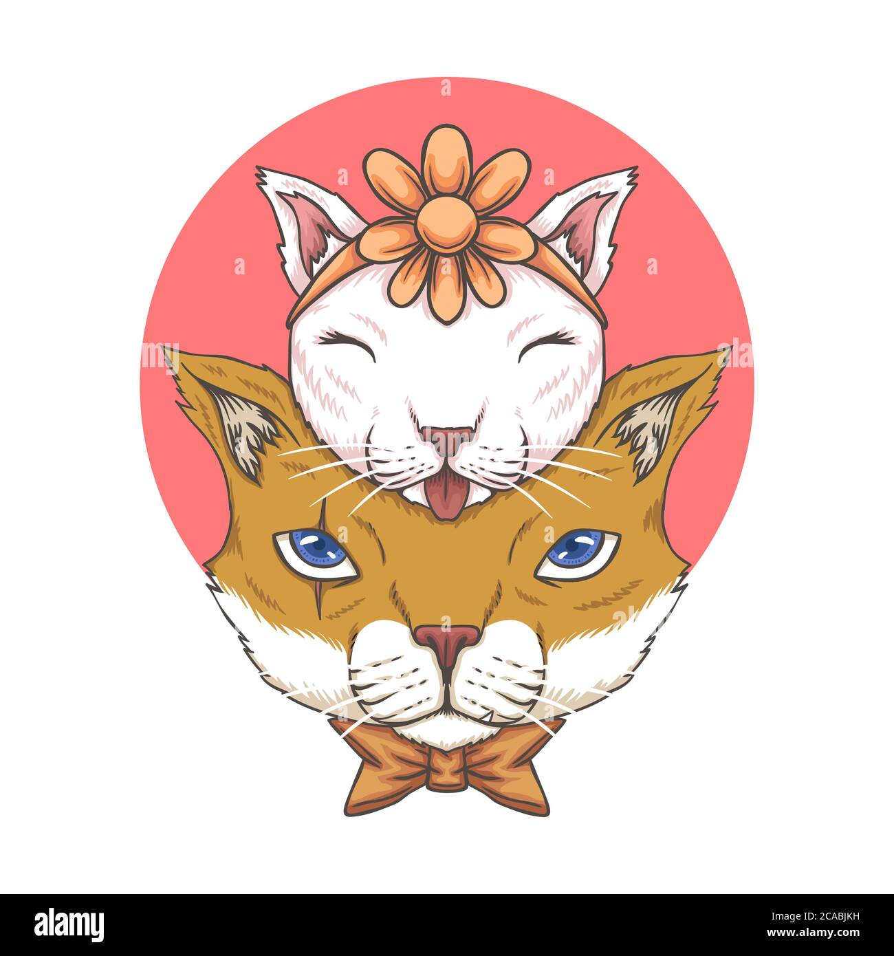 Cat Father and child vector illustration for your company or brand ...