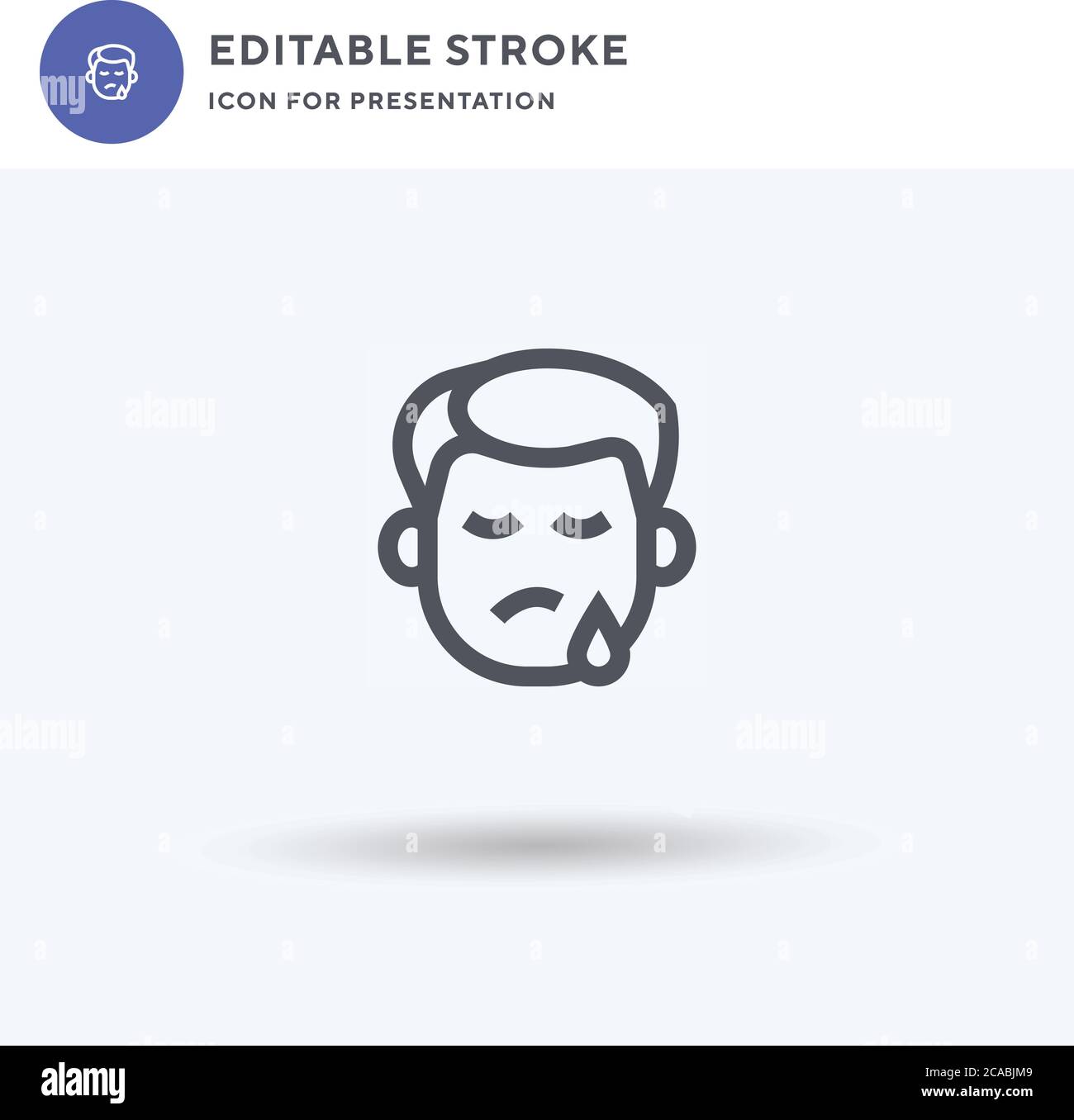 Crying icon vector, filled flat sign, solid pictogram isolated on white ...