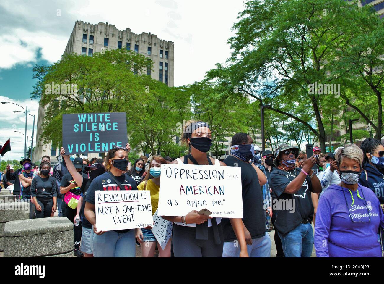 Dayton, Ohio, United States 05/30/2020 protesters at a black lives ...